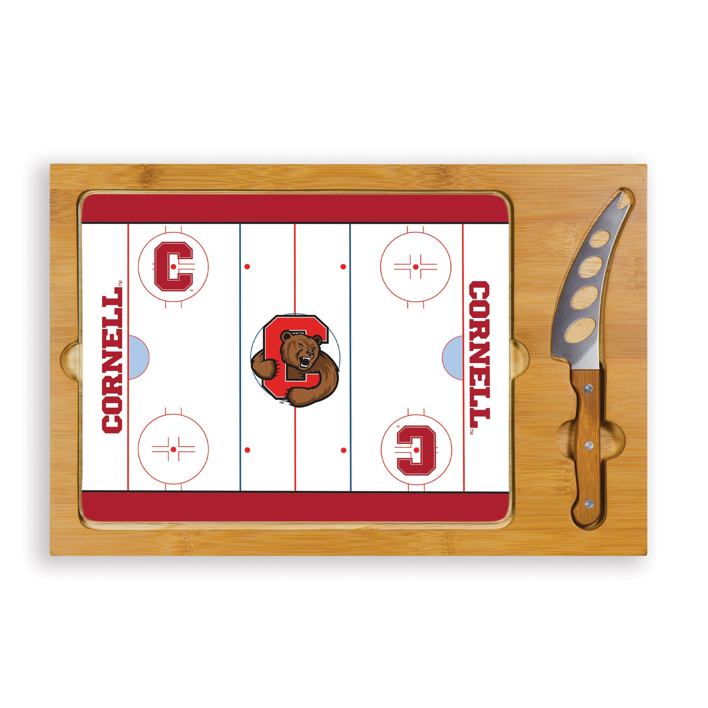 Cornell Big Red Hockey Rink - Icon Glass Top Cutting Board & Knife Set ...