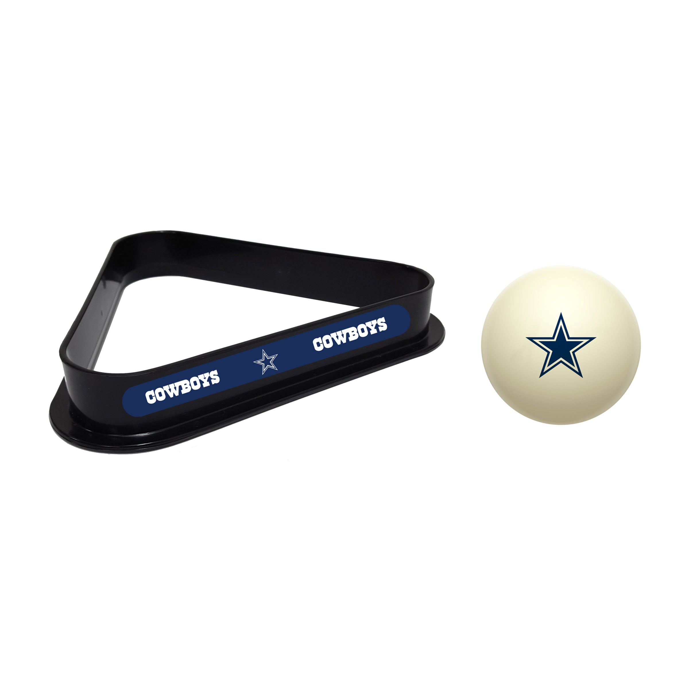 Buy NFL Dallas Cowboys Logo Pool Cue Ball and 8 Ball Triangle Rack ...