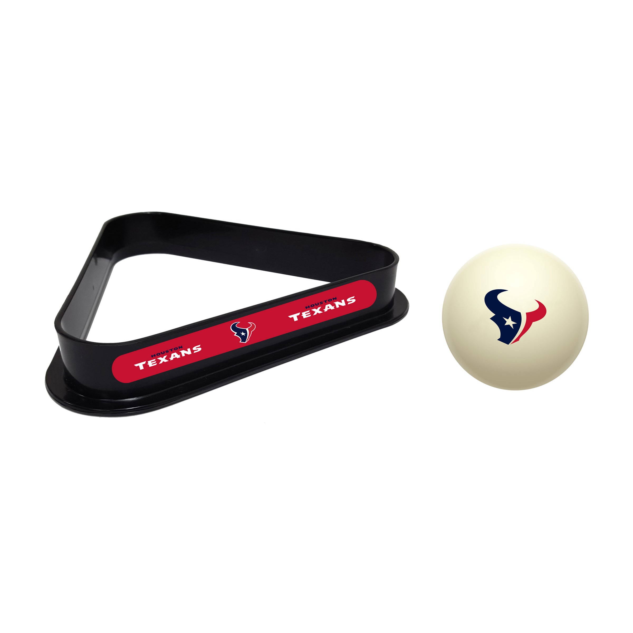 Buy NFL Houston Texans Logo Pool Cue Ball and 8 Ball Triangle Rack ...
