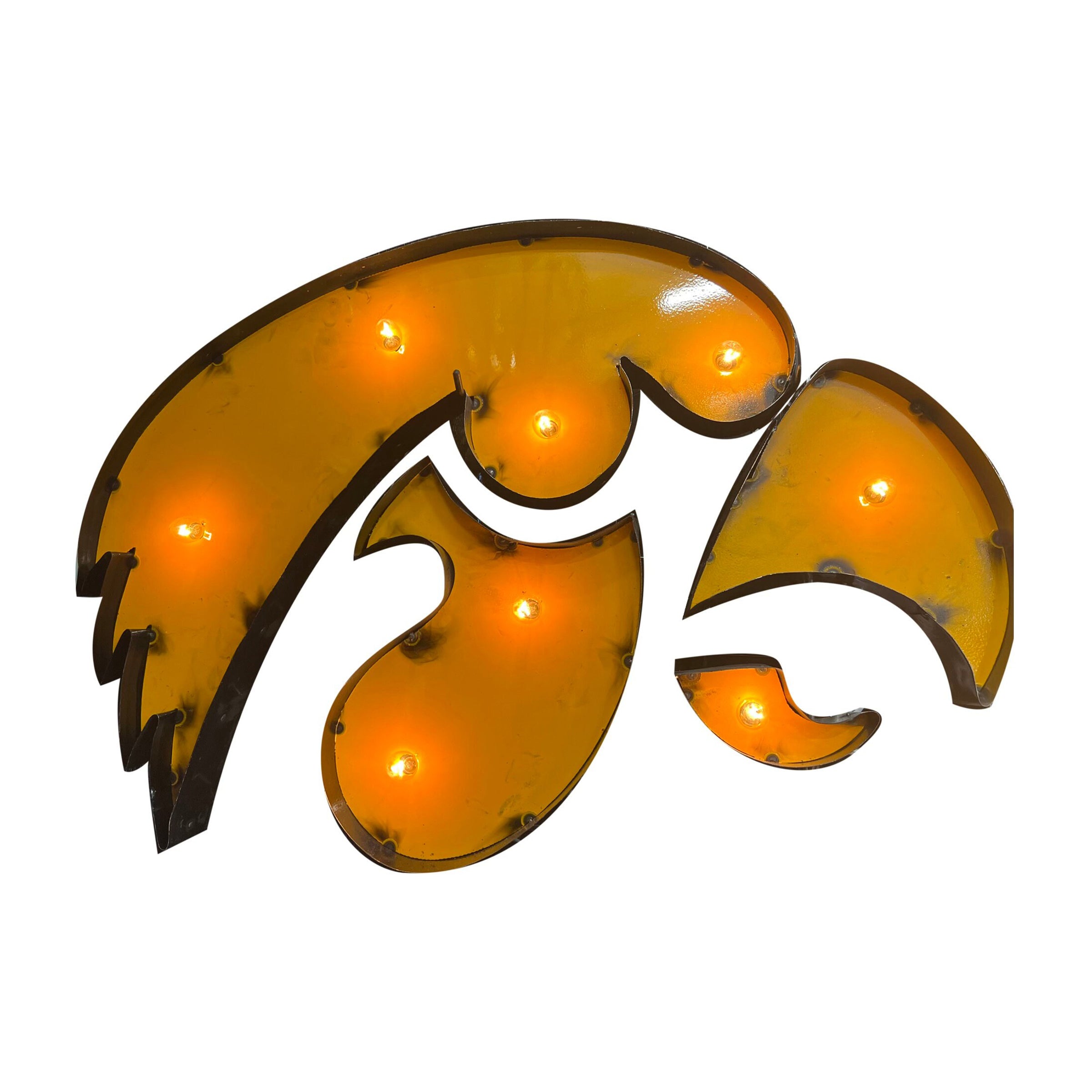 Buy NCAA Iowa Hawkeyes Logo Retro Lighted Metal Sign – ProFootballStuff