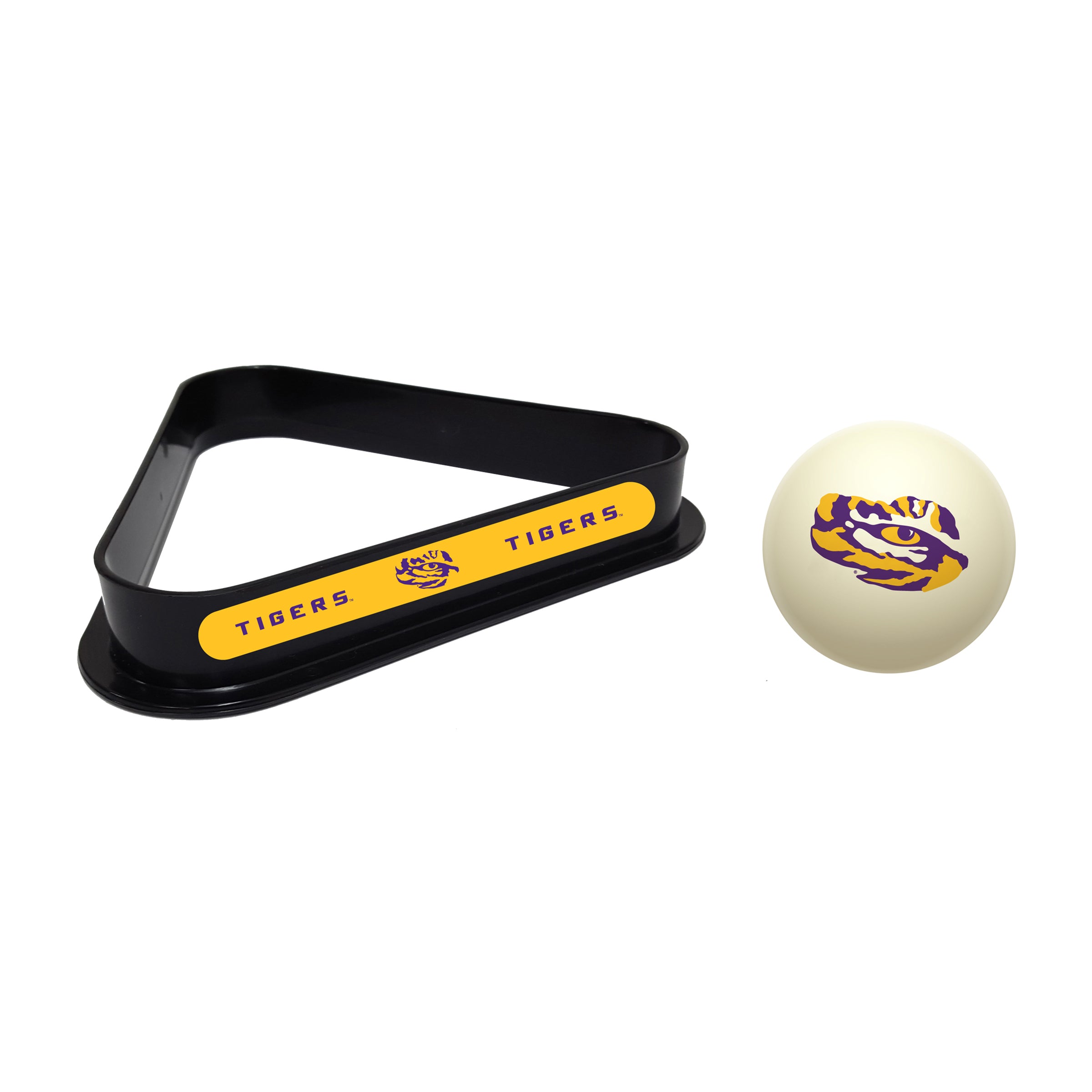 Buy NCAA LSU Tigers Logo Pool Cue Ball and 8 Ball Triangle Rack ...