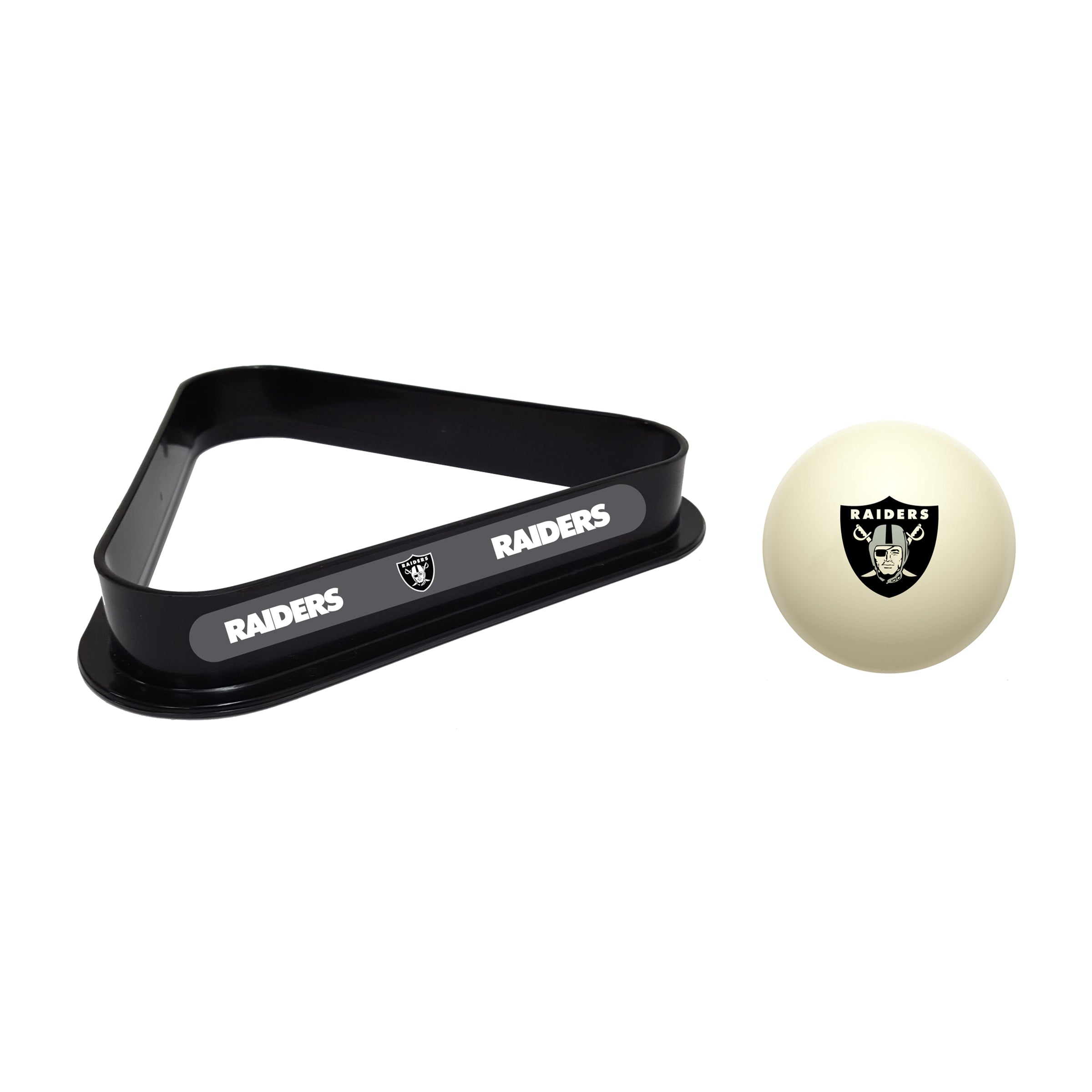 Buy NFL Las Vegas Raiders Logo Pool Cue Ball and 8 Ball Triangle Rack ...