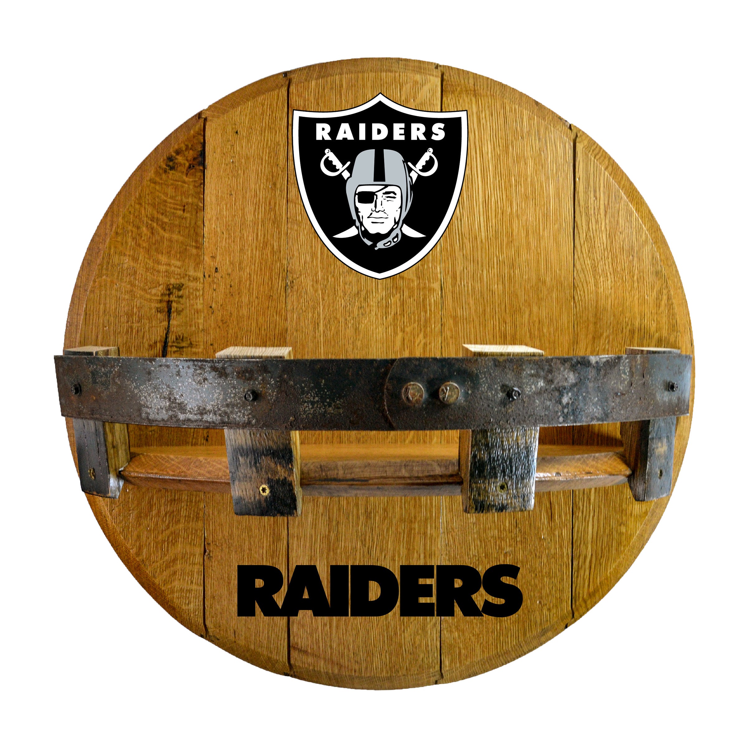 Buy NFL Las Vegas Raiders Whiskey Oak Barrel Collectible Bar Shelf ...