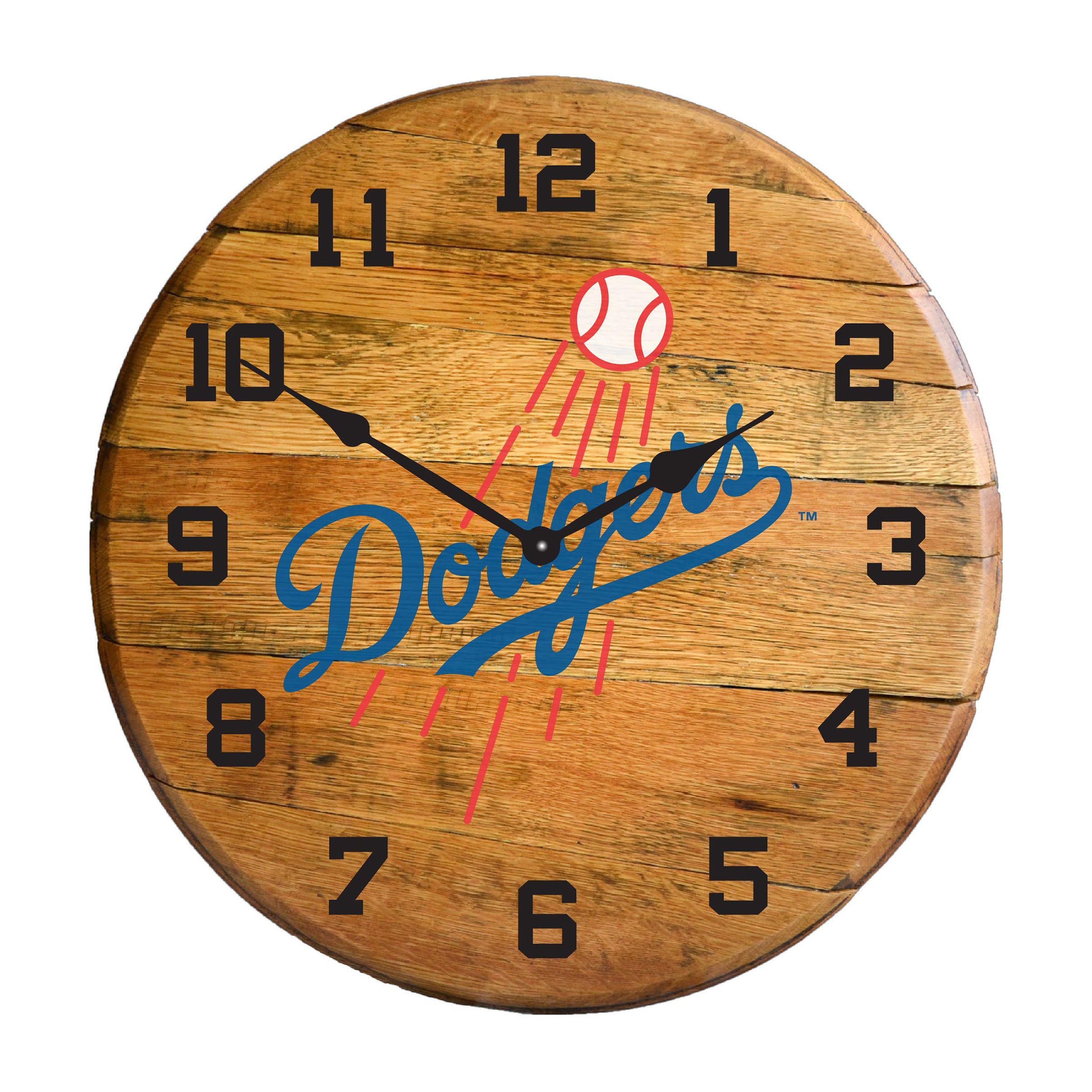 Buy MLB Los Angeles Dodgers Wooden Oak Barrel Top Wall Clock ...
