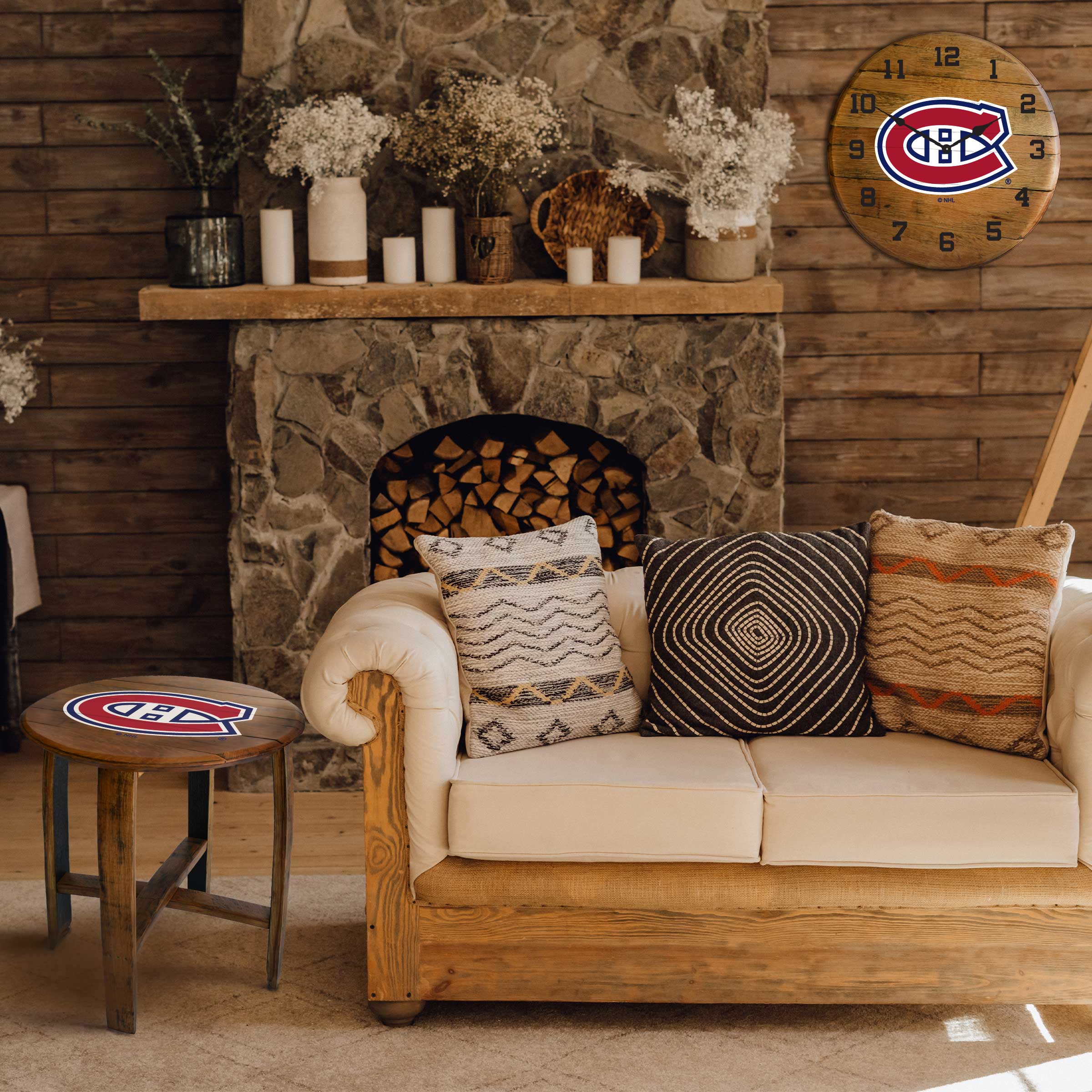 Buy NHL Montreal Canadiens Wooden Oak Barrel Top Wall Clock ...
