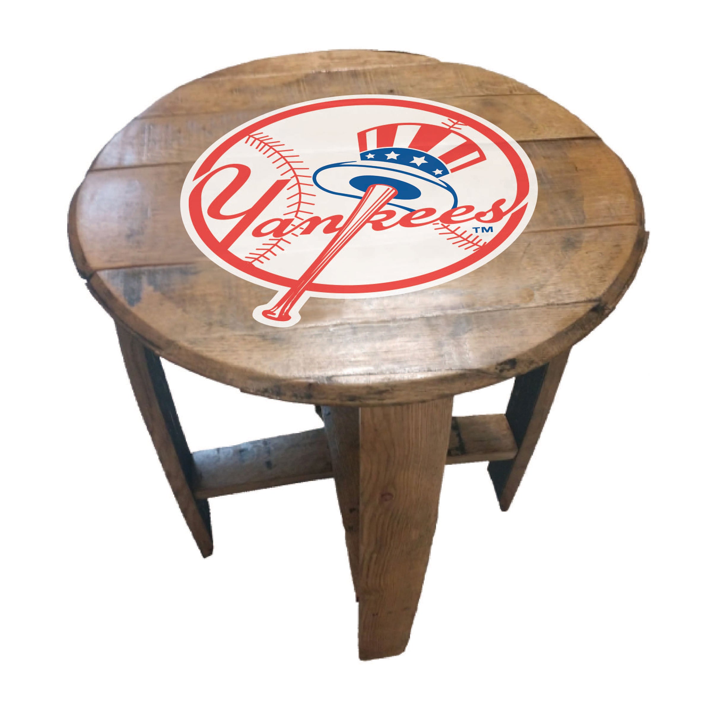 Buy MLB New York Yankees Logo Oak Barrel Top Side Table – ProFootballStuff