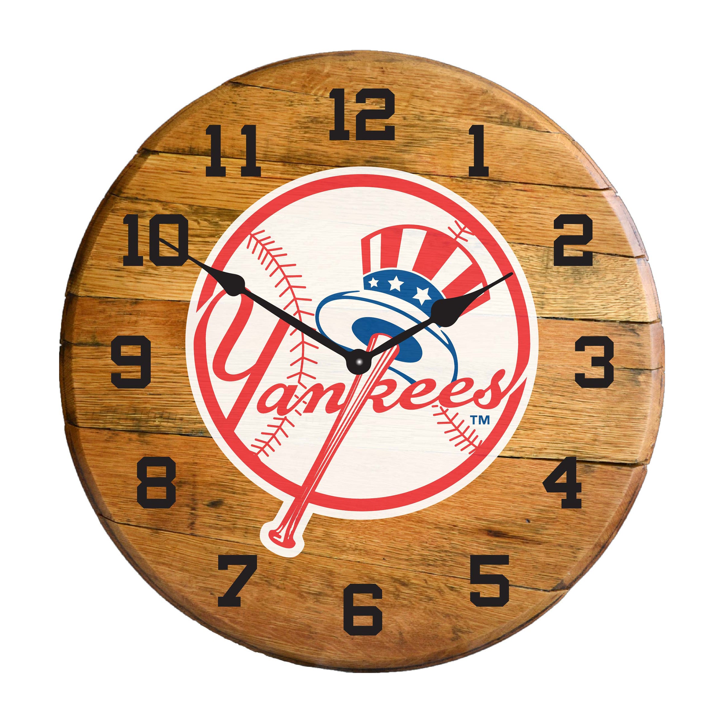 Buy MLB New York Yankees Wooden Oak Barrel Top Wall Clock ...
