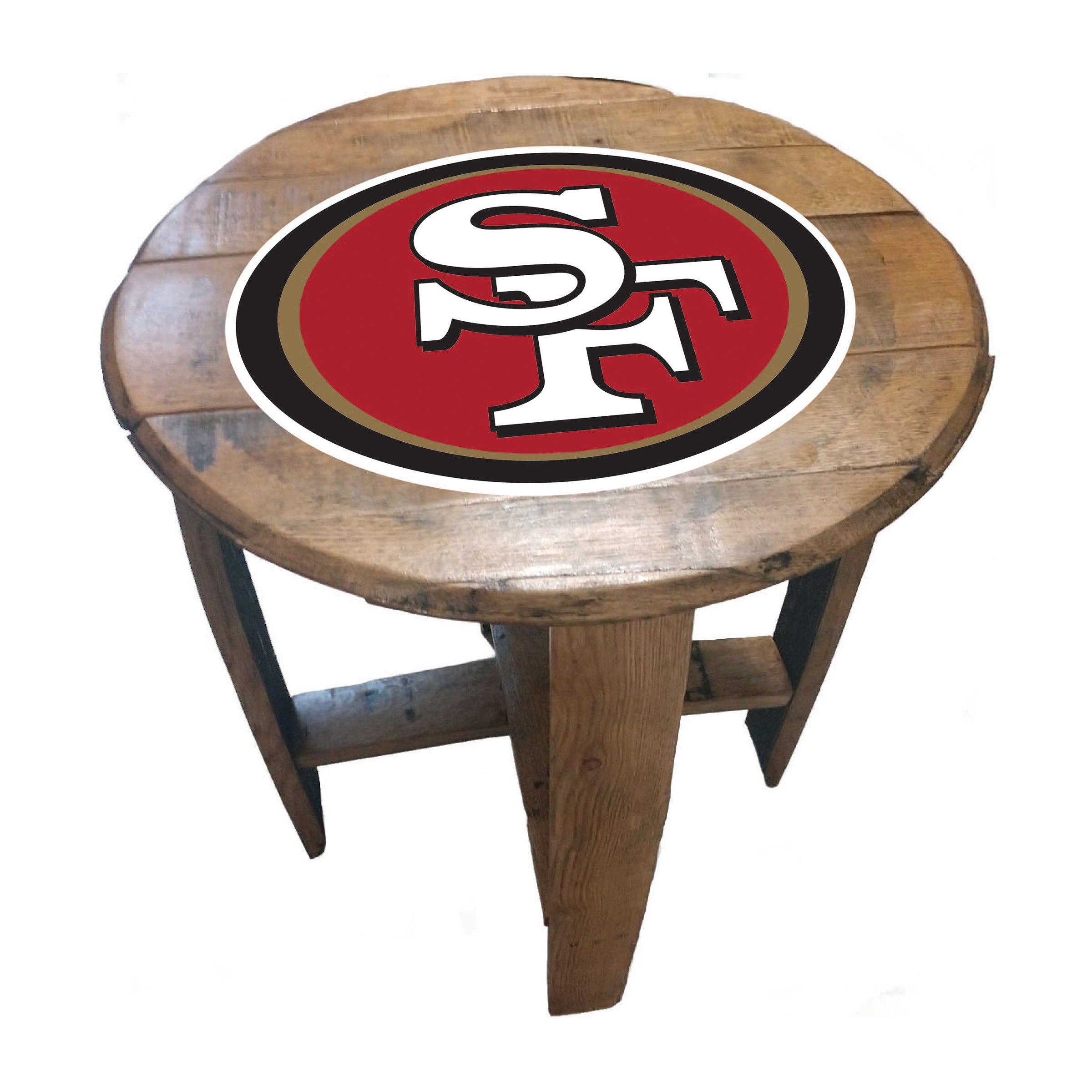 Buy NFL San Francisco 49ers Logo Oak Barrel Top Side Table ...