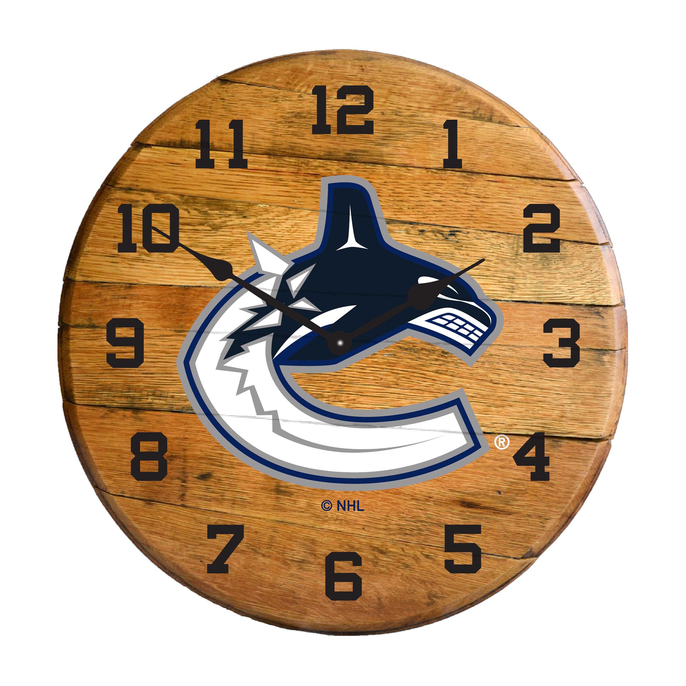 Buy NHL Vancouver Canucks Wooden Oak Barrel Top Wall Clock ...